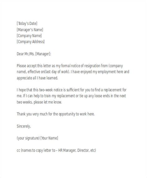21 Two Weeks Notice Letter Examples To Download