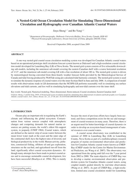 Pdf A Nested Grid Ocean Circulation Model For Simulating Three