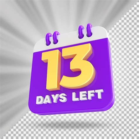 Premium Psd 13 Days Left Calendar 3d