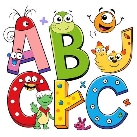 Colorful Cartoon Alphabet Letters A B C J K With Cute Monster