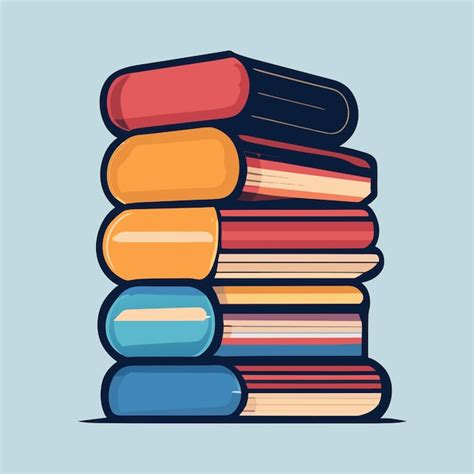 Pila Plana De Libros Dibujada A Mano Vector Premium