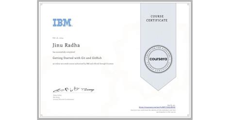 Jinu Radha On Linkedin Completion Certificate For Getting Started With Git And Github