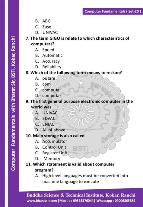Bsti Bharatsir Computer Fundamentals Set Pdf