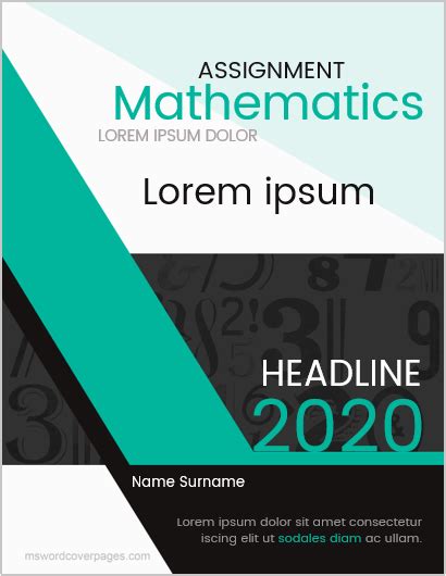 5 best editable mathematics assignment cover pages ms word cover page templates
