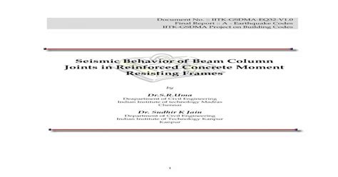 Pdf Seismic Behavior Of Beam Column Joints In Reinforced Concrete