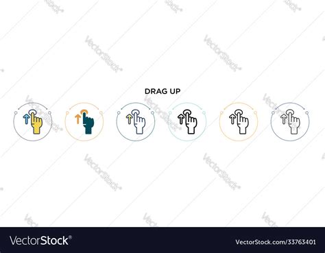 Drag Up Icon In Filled Thin Line Outline Vector Image