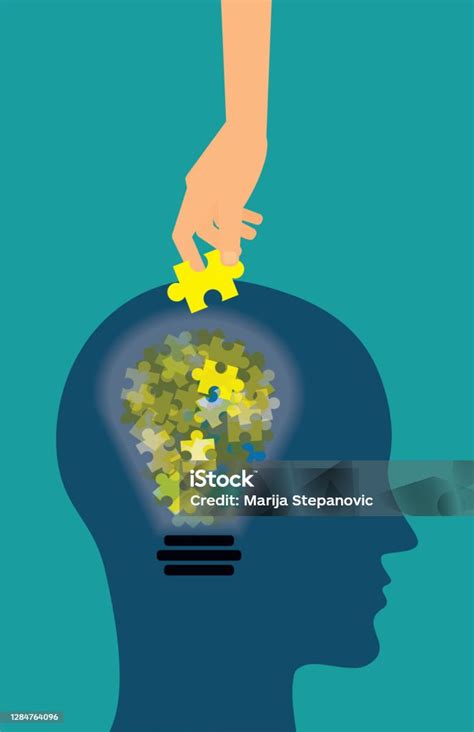 브레인스토밍 성공적인 문제 솔루션 비즈니스 지능형 혁신 아이디어와 창의력 개념은 남자 헤드 프로파일 실루엣과 손의 한 조각을