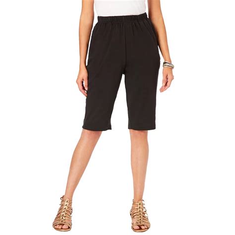 Roamans Womens Plus Size Petite Soft Knit Bermuda Short