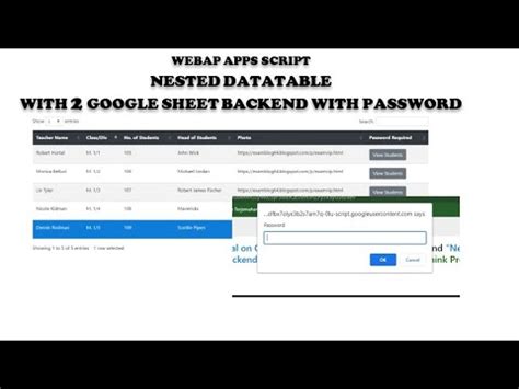 WebApp Apps Script Nested Datatables With 2 Google Sheet Backend