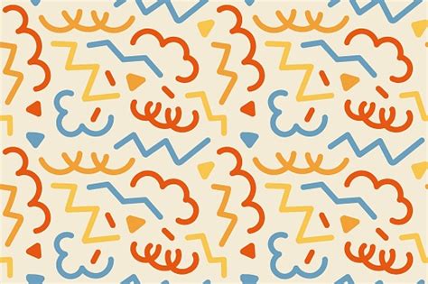 Seamless Pattern Of Colorful Abstract Squiggles Print Scribble Spiral