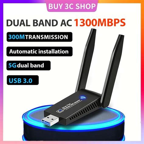 1300mbps Wifi Adapter Wifi Dongle Antenna Wireless Long Range Dual Band