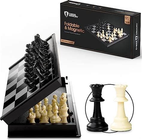 Chess Armory Magnetic 95 Inches Travel Chess Set Folding Board With