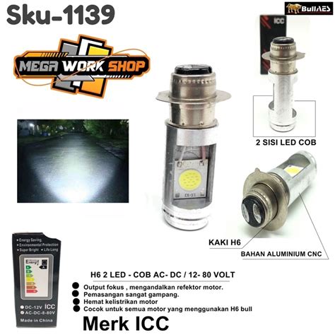 Jual LAMPU AC Dc Lampu LED Utama Depan 2Led Motor Bebek ACDC Dan Matic Soket H6 Led 2 Sisi PnP