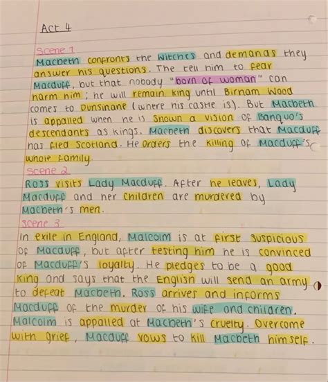 Act 4 Macbeth English Literature Notes Gcse English Literature