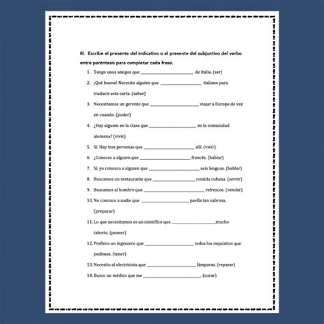 Spanish Subjunctive Digital And Printable Assessments Tests