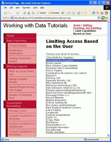 Limiting Data Modification Functionality Based On The User C