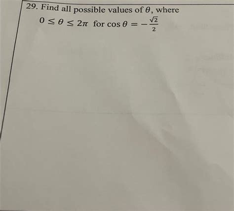 Solved Find all possible values of θ where θ π for Chegg