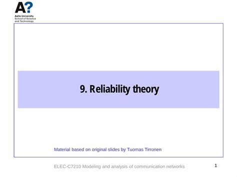 Pdf 9 Reliability Theory · 9 Reliability Theory Basic Concepts 1