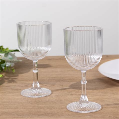 Ribbed Plastic Goblets Clear 9oz Tableclothsfactory
