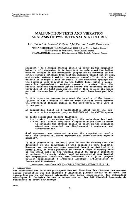 Pdf Malfunction Tests And Vibration Analysis Of Pwr Internal