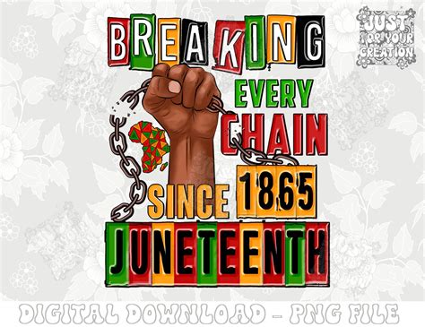 Juneteenth Breaking Every Chain Since 1865 Svg Png Sublimation Design