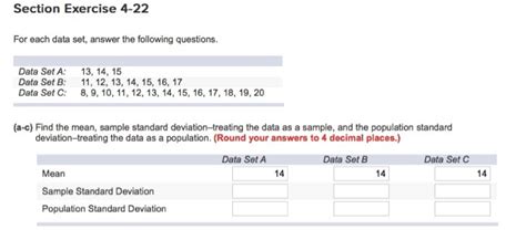 Solved For Each Data Set Answer The Following Questions