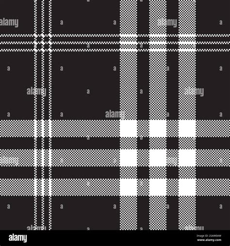 Black And White Check Pixel Square Fabric Texture Seamless Pattern Vector Illustration Black