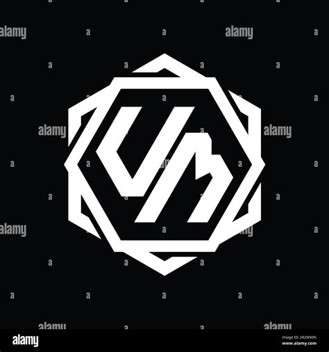 Vm Logo Monogram Hexagon Shape With Geometric Abstract Isolated Outline Design Template Stock