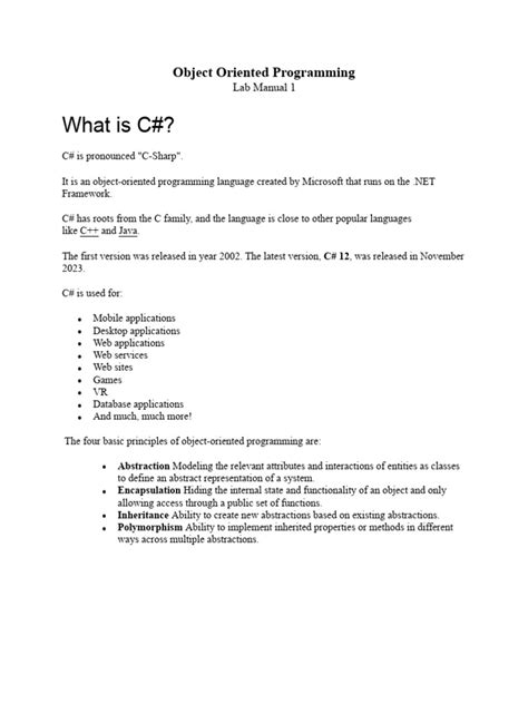 Oop In C Tasks Pdf C Sharp Programming Language Data Type