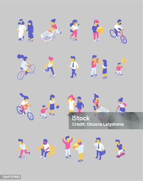 Isometrik Karakter Lakilaki Dan Perempuan Dari Berbagai Kebangsaan