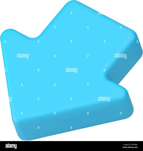 Blue Arrow Down Left Diagonal Cursor Navigation Pointer Isometric