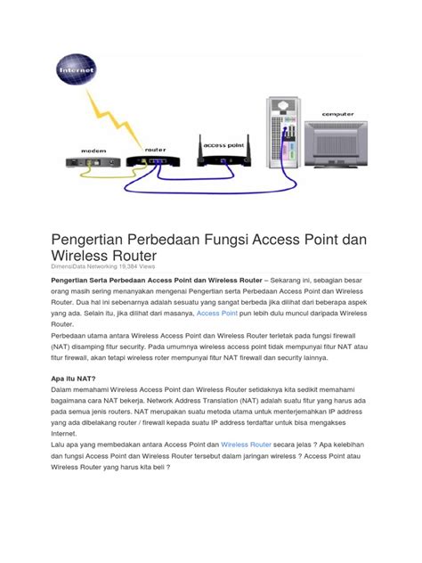 Pengertian Perbedaan Fungsi Access Point Dan Wireless Router Pdf