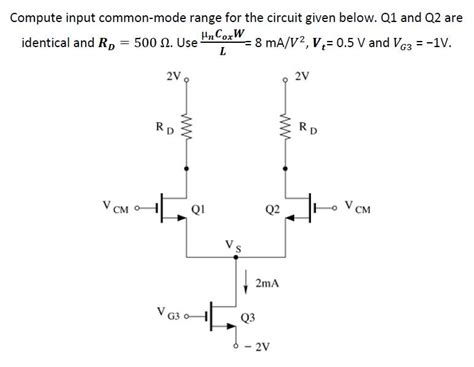 solved compute input common mode range for the circuit given