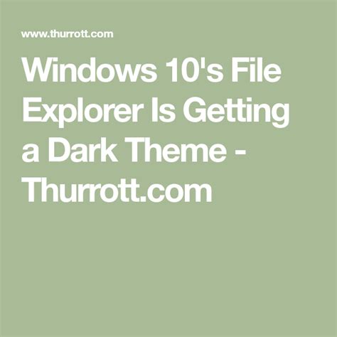 Windows 10 File Explorer Dark Theme
