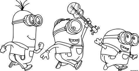 Coloriage Kevin Running With Stuart And Bob Dessin Minions à imprimer