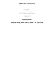 CJ 500 Reading Assignment 1 Pdf OVERVIEW OF THE CJ SYSTEM Yolanda