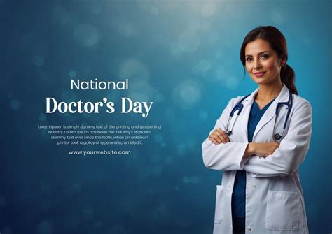 National Doctors Day Concept Female Doctor On Right Side Of The Canvas