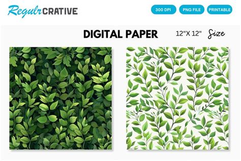 Seamless Spring Greenery Digital Paper Spring Greenery Png