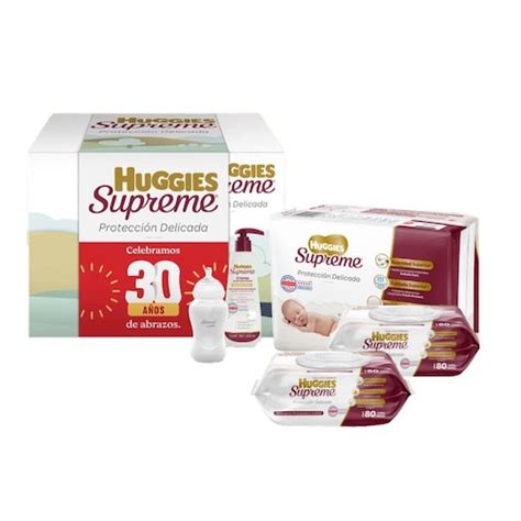 Combo Huggies Supreme 40 Pañales Recien Nacido Crema 2 Toallitas