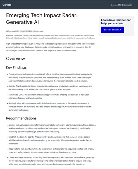 2025 Gartner® Emerging Tech Impact Radar Generative Ai