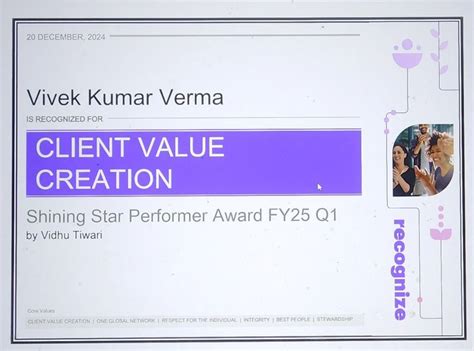 Vivek Verma On Linkedin Recognize Shiningstar Accentureindia