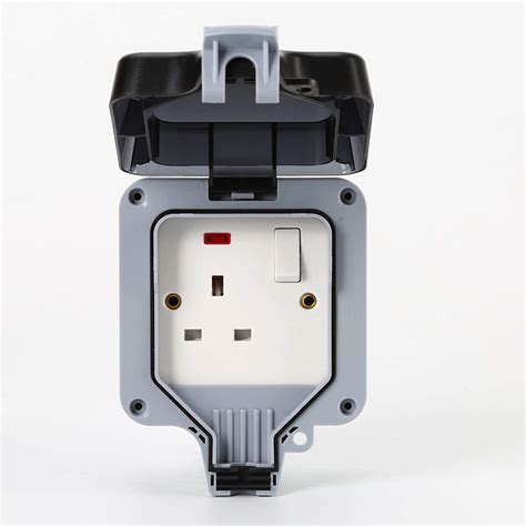 Single Outdoor Socket Waterproof Socket Wall Electrical Outlets IP Gang Switched