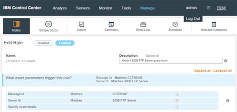 Create A Rule In IBM Control Center To Monitor If A Rd Party FTP Server Is Going Down Erlend