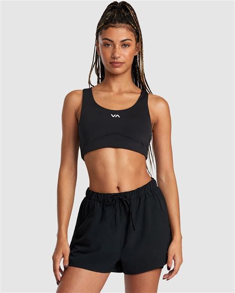 Womens Va Essential Mid Support Bra Black Rvca Au
