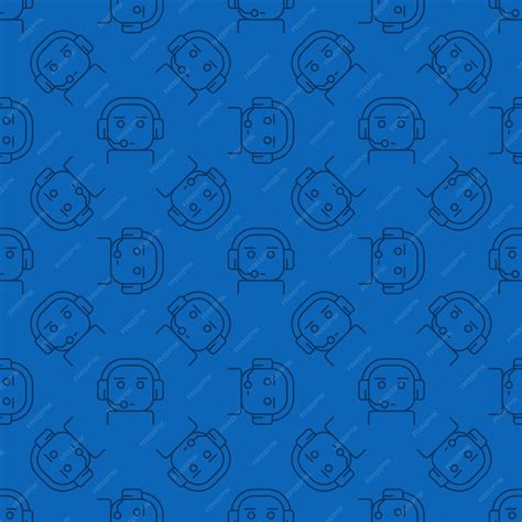 Premium Vector Chatbot Vector Support Service Linear Blue Seamless Pattern