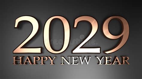 2029 Happy New Year Copper Write On Red Background 3D Rendering