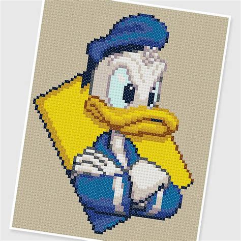 PDF Cross Stitch Pattern Angry Donald Duck By PDFcrossstitch Kreuzstichmuster