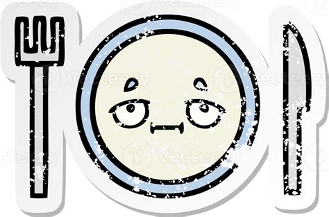 Distressed Sticker Of A Cute Cartoon Dinner Plate 45208003 PNG