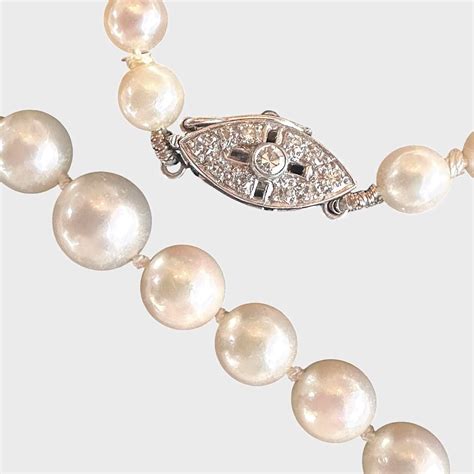 Art Deco Saltwater Cultured Pearl Necklace With 18ct White Gold Diamond