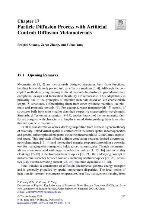 Pdf Particle Diffusion Process With Artificial Control Diffusion Metamaterials